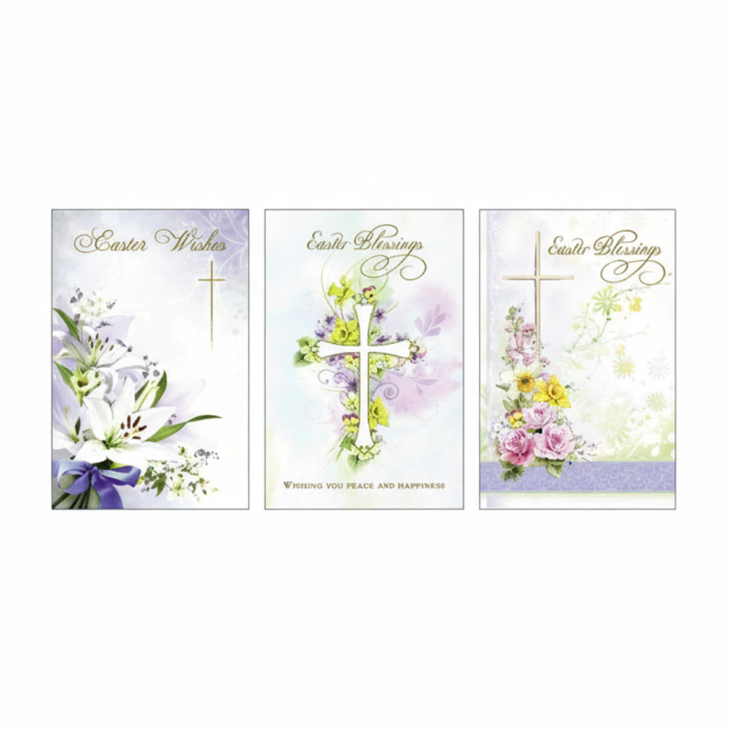 Packs of Easter Cards - Cross with Pastel Flowers – The Shrine Shop