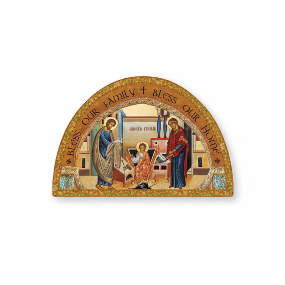 Holy Family Home Blessing Icon - Gold Foil - Wood Plaque