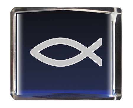 Glass Block – Fish Symbol